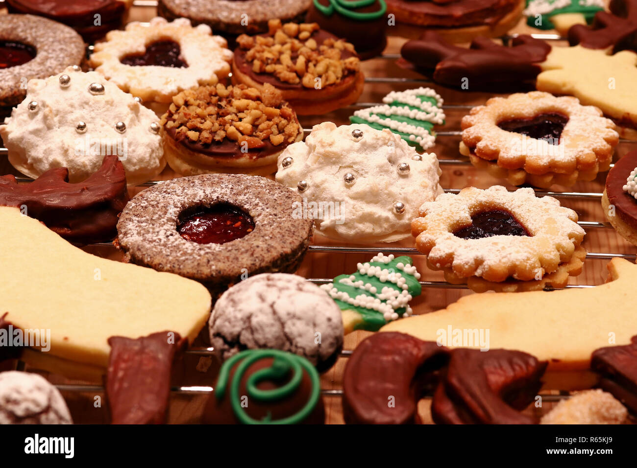 christmas bakery. various colorful cookies and biscuits for christmas ...