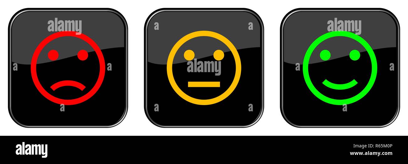 3 feedback buttons negative neutral and positive Stock Photo - Alamy