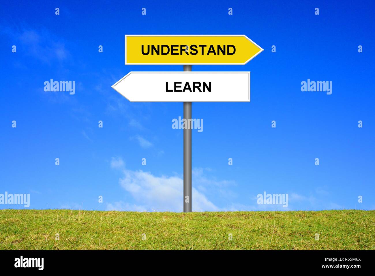 signpost sign shows learn and understand Stock Photo - Alamy