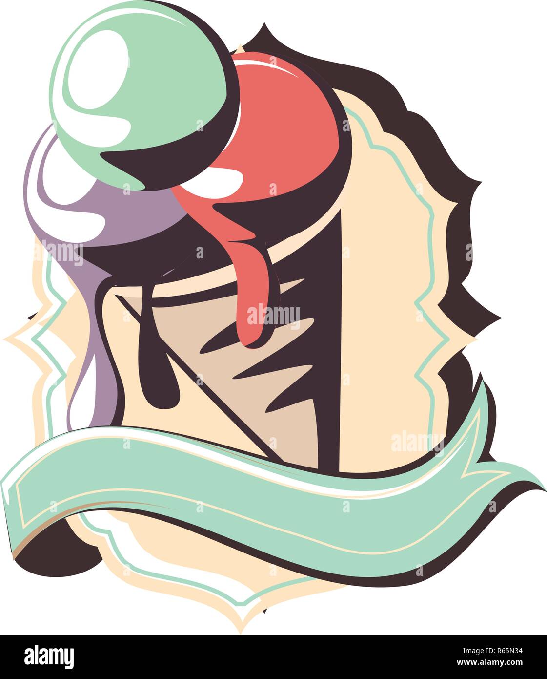 retro ice cream frame with ribbon vector illustration design Stock ...