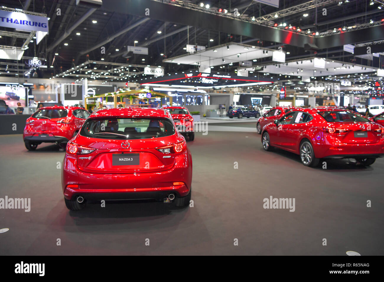 NONTHABURI - NOVEMBER 28: Mazda 3 car on display at The 35th Thailand ...