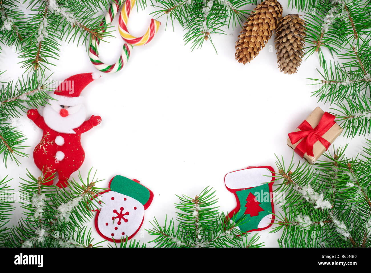 Christmas frame decorated isolated on white background with copy space ...