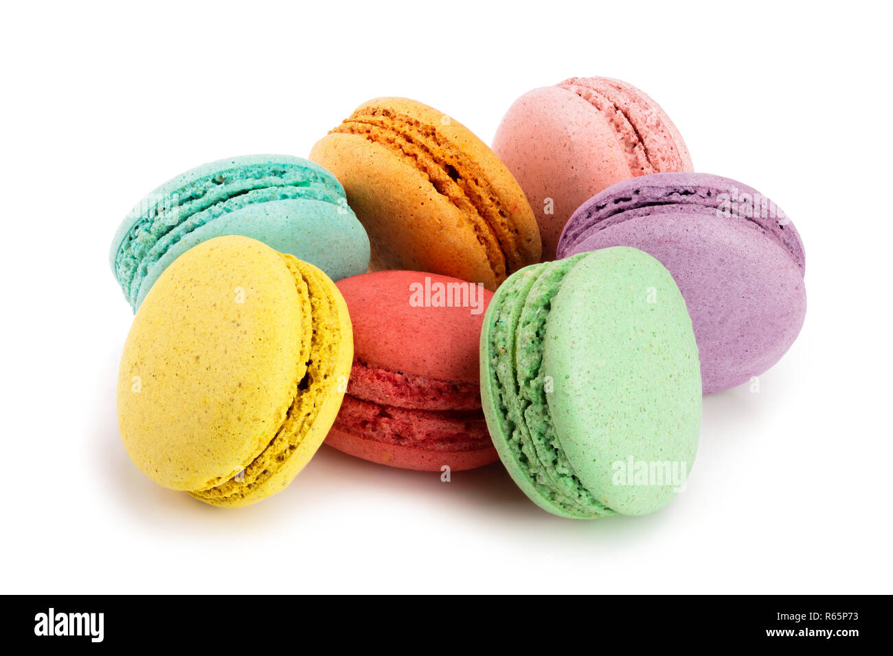 colorful macaroons isolated on white background closeup Stock Photo - Alamy