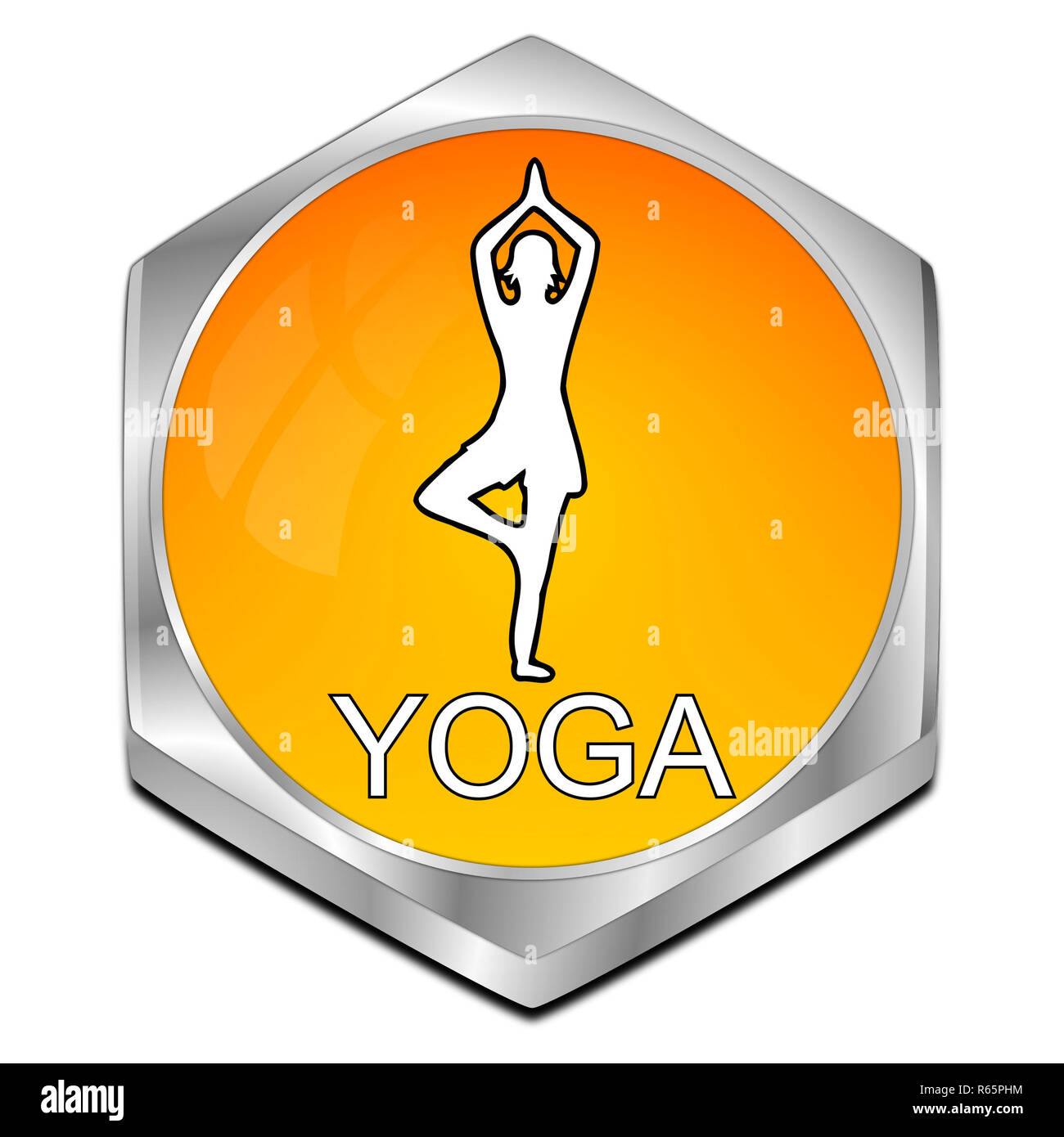 orange Yoga button - 3D illustration Stock Photo - Alamy