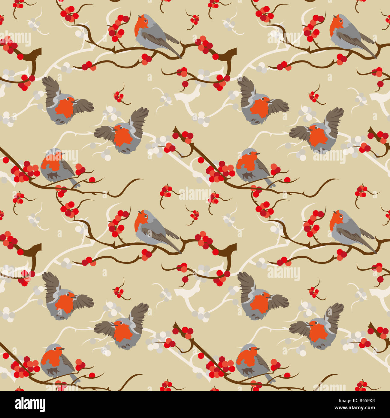 Robin redbreast pattern Stock Photo - Alamy