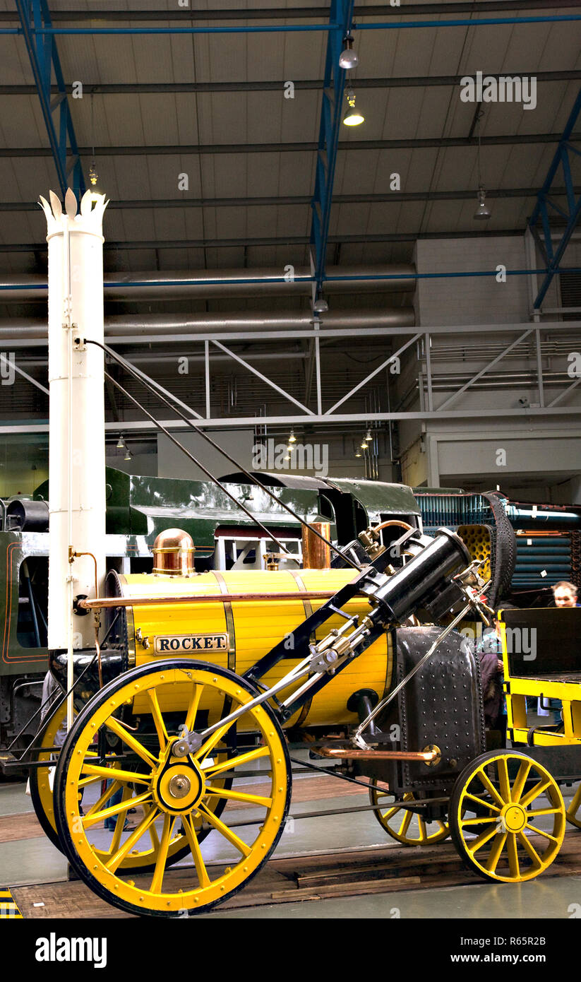 Replica of Stephenson's Rocket steam train at the National Railway ...