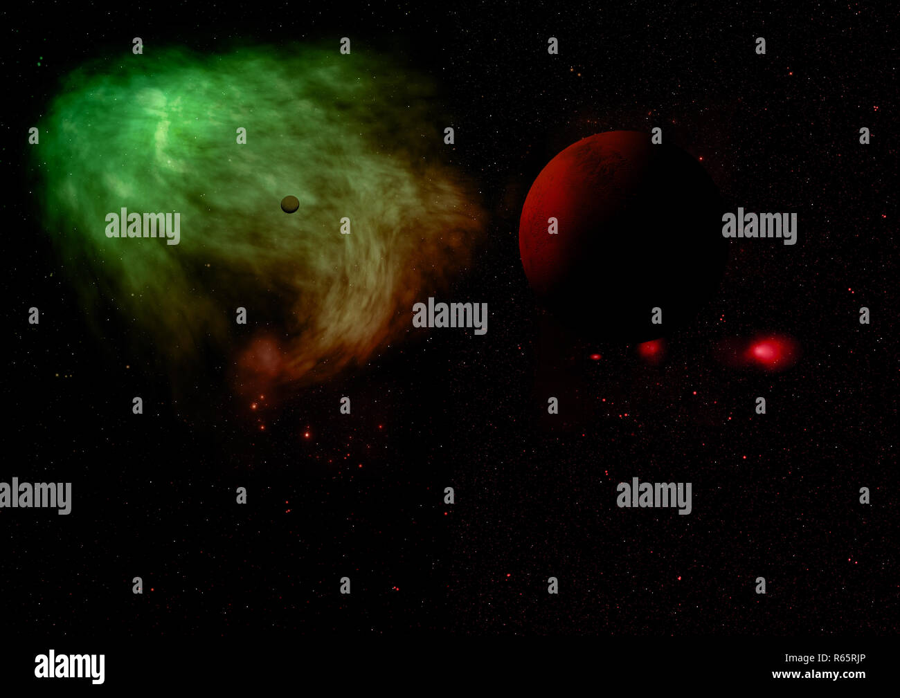 Far-out planets in a space. 3D rendering Stock Photo - Alamy