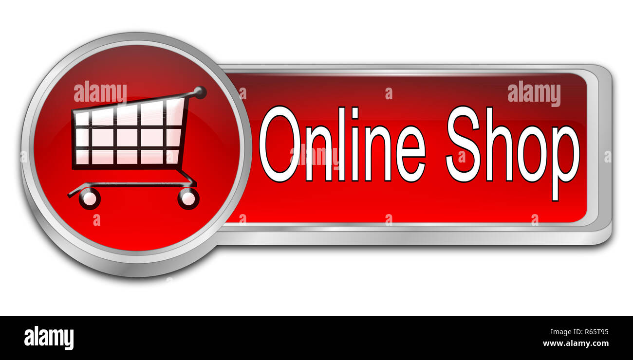 red online Shop Button - 3D illustration Stock Photo - Alamy