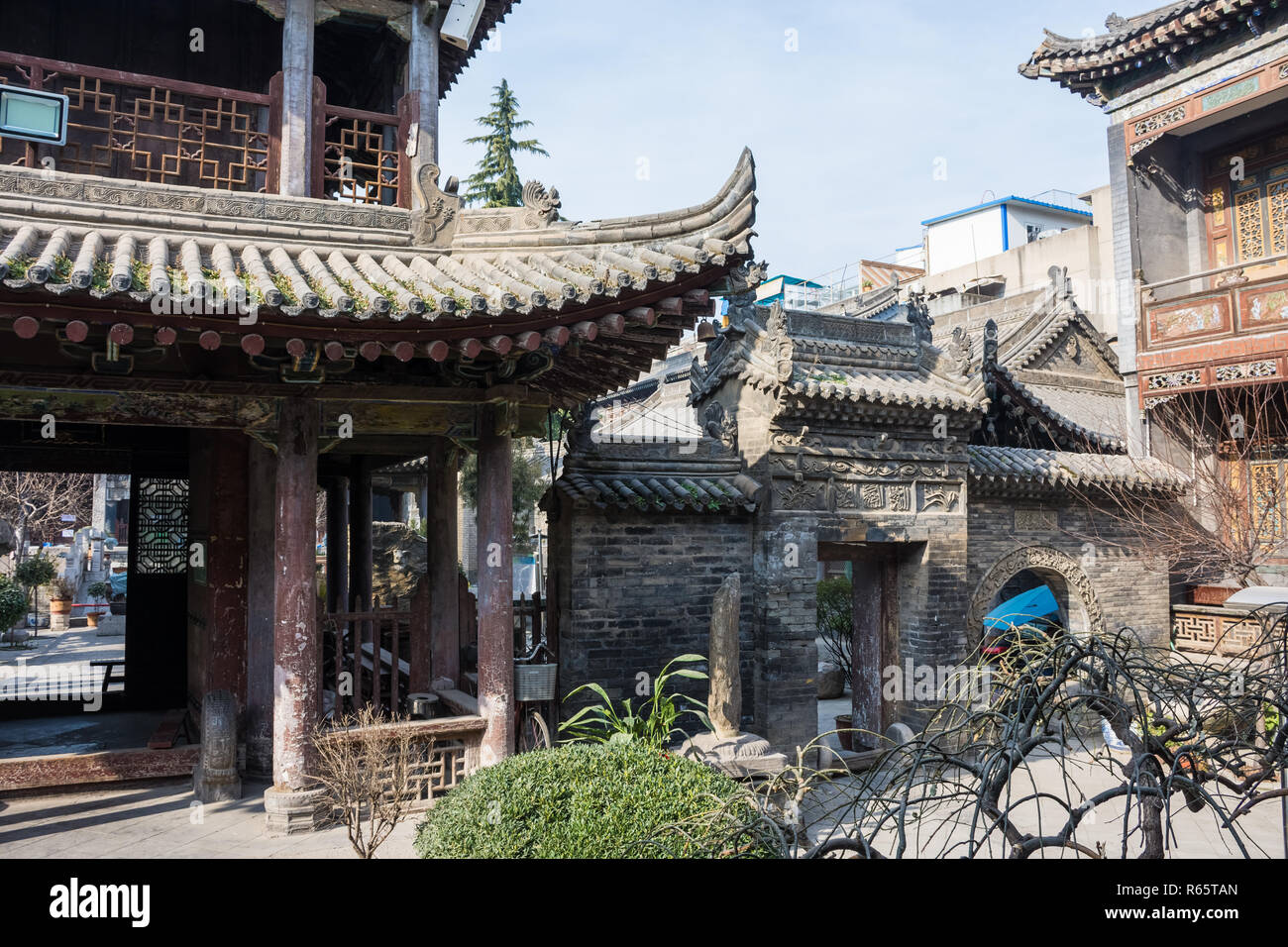 Very ancient chinese temple in the historic center of Xi'An, China ...