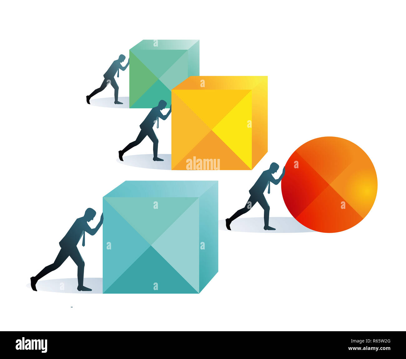 pushing forward concept illustration Stock Photo - Alamy