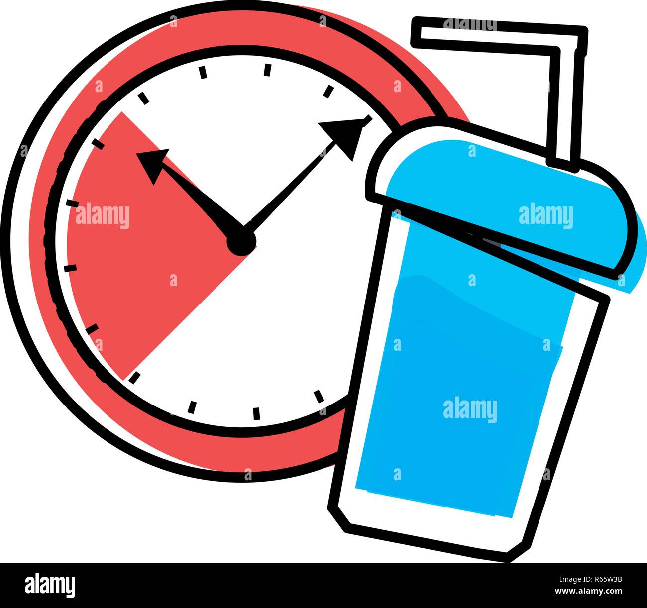 watch time with bottle beverage vector illustration design Stock Vector ...