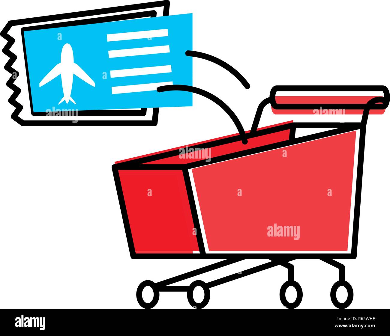 shopping cart with ticket airplane vector illustration design Stock ...
