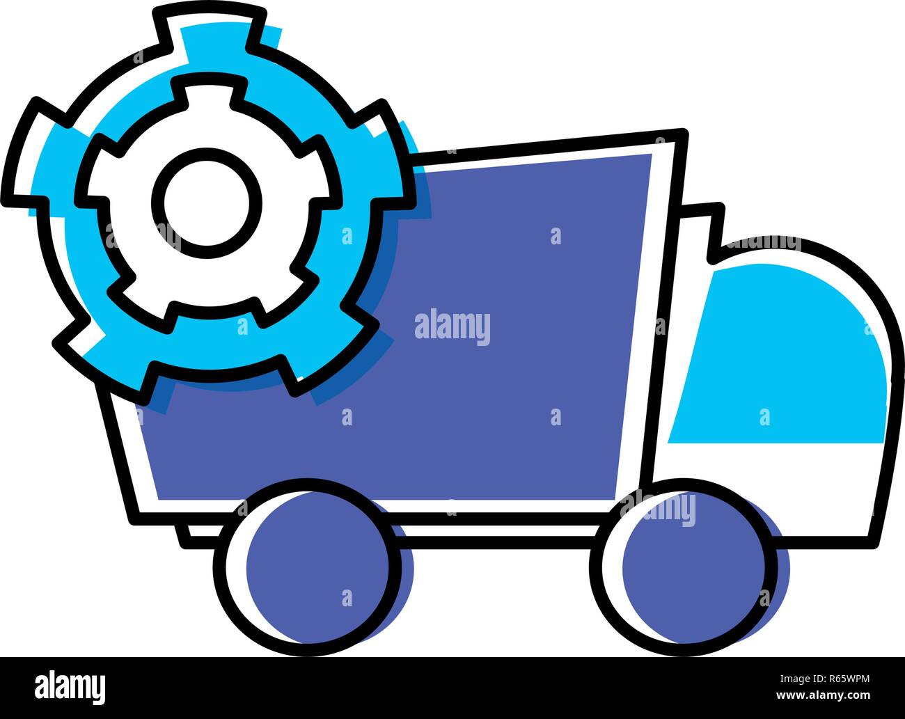 delivery service truck with gear vector illustration design Stock ...