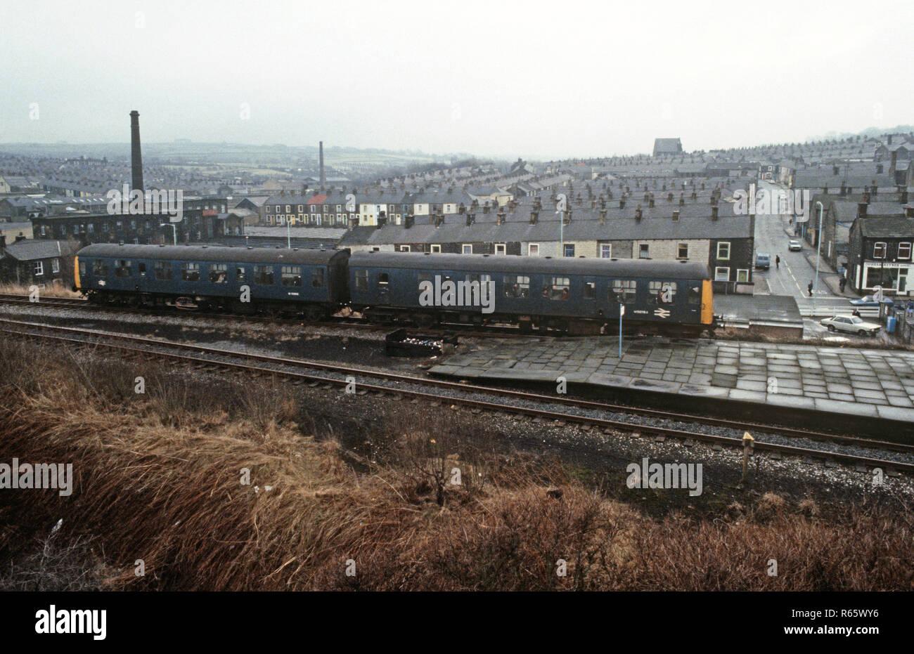 Diesel Multiple Unit at Nelson Station on the British Rail Preston to ...