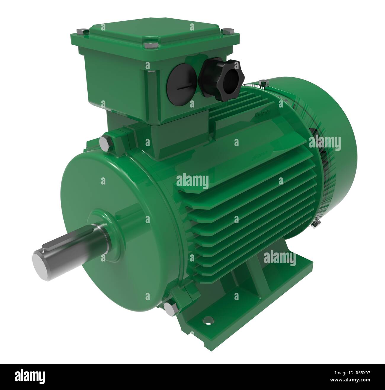 3D Illustration Industrial Green Electric Motor Isolated on White Stock ...
