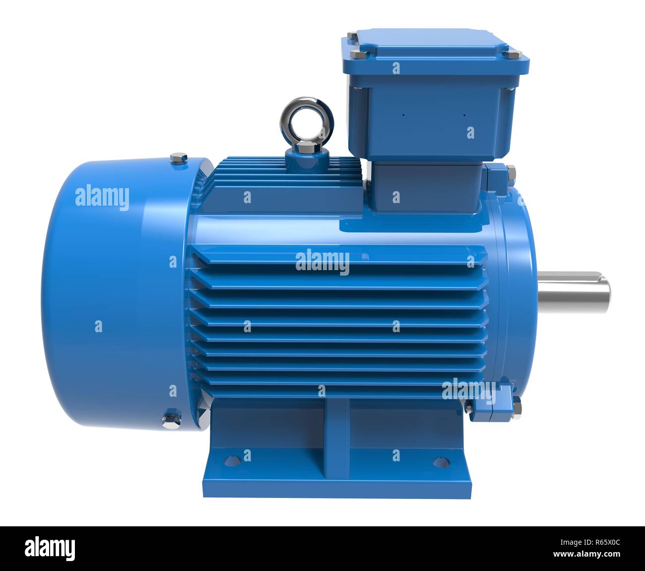 3D Illustration Industrial Blue Electric Motor Isolated on White Stock ...