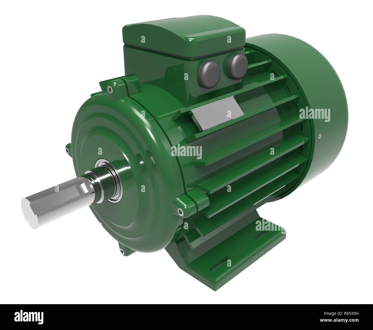 3D Illustration Industrial Green Electric Motor Isolated on White Stock ...