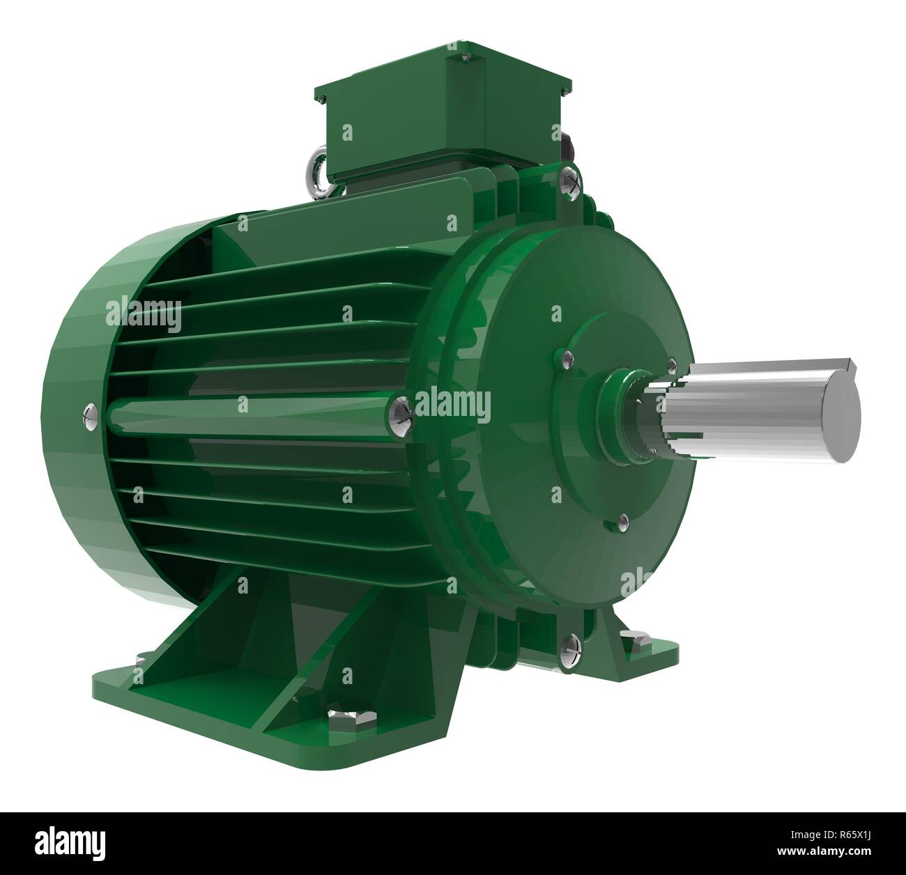 3D Illustration Industrial Green Electric Motor Isolated on White Stock ...