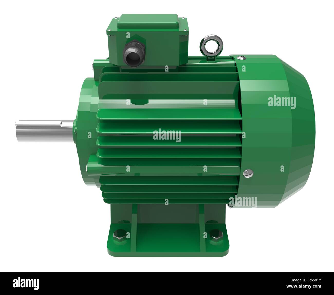 3D Illustration Industrial Green Electric Motor Isolated on White Stock ...