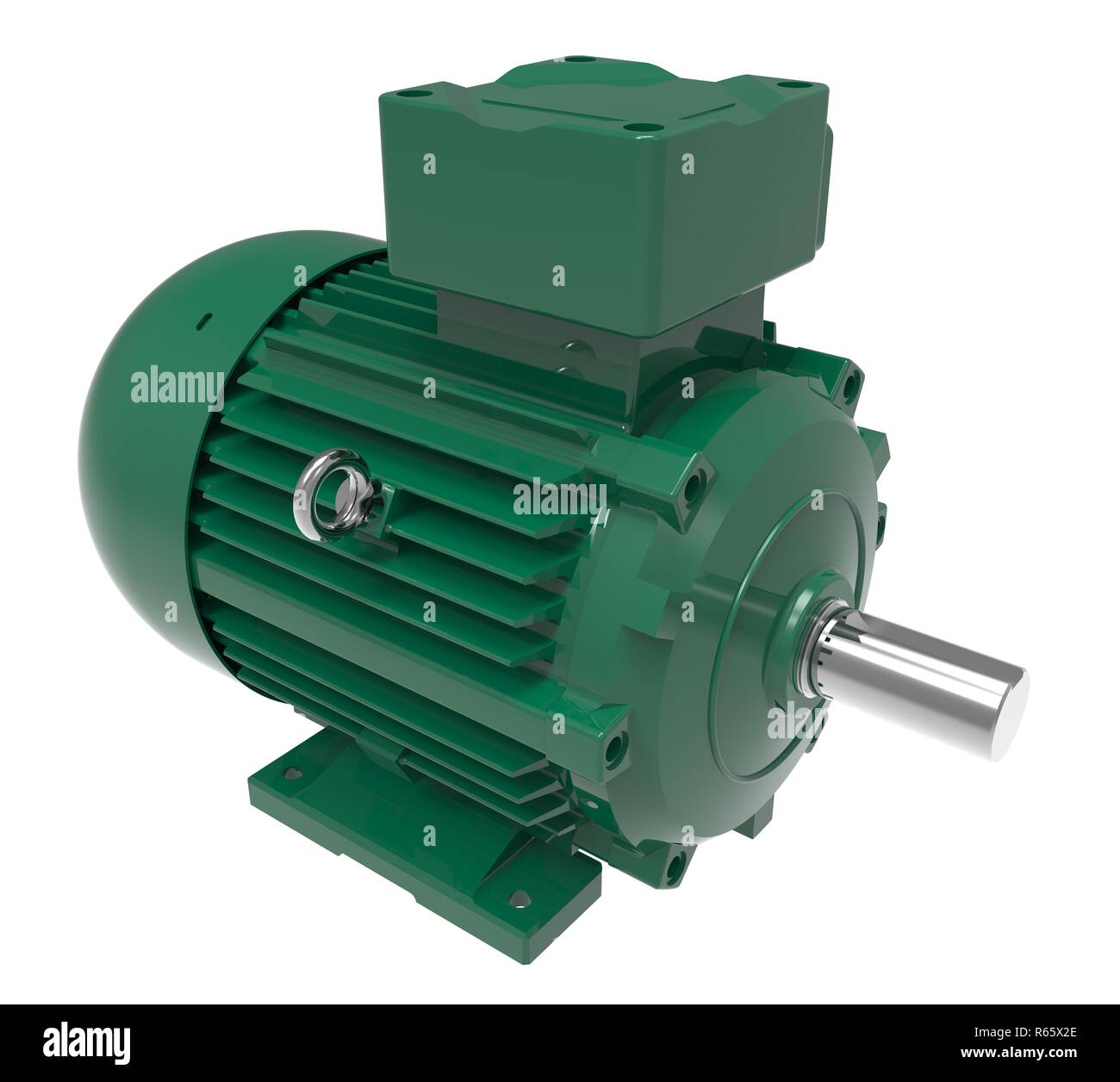 3D Illustration Industrial Green Electric Motor Isolated on White Stock ...