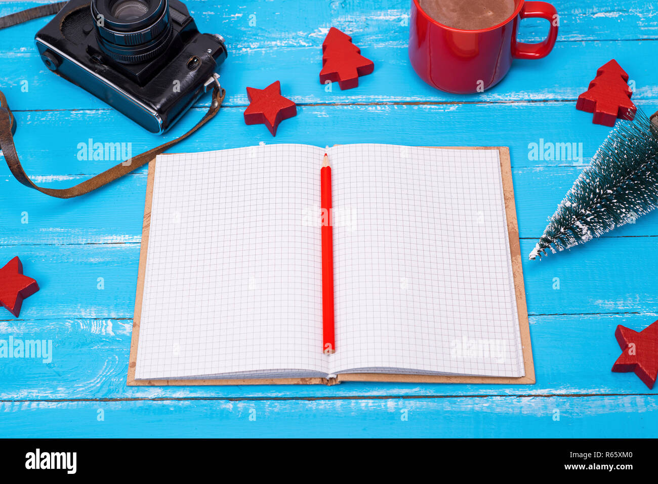 open empty school notebook Stock Photo - Alamy