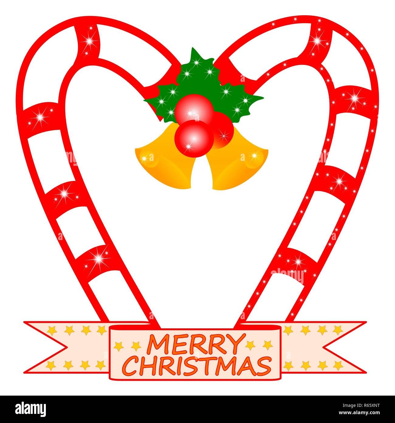 decorative Christmas card Merry Christmas with candy canes ...