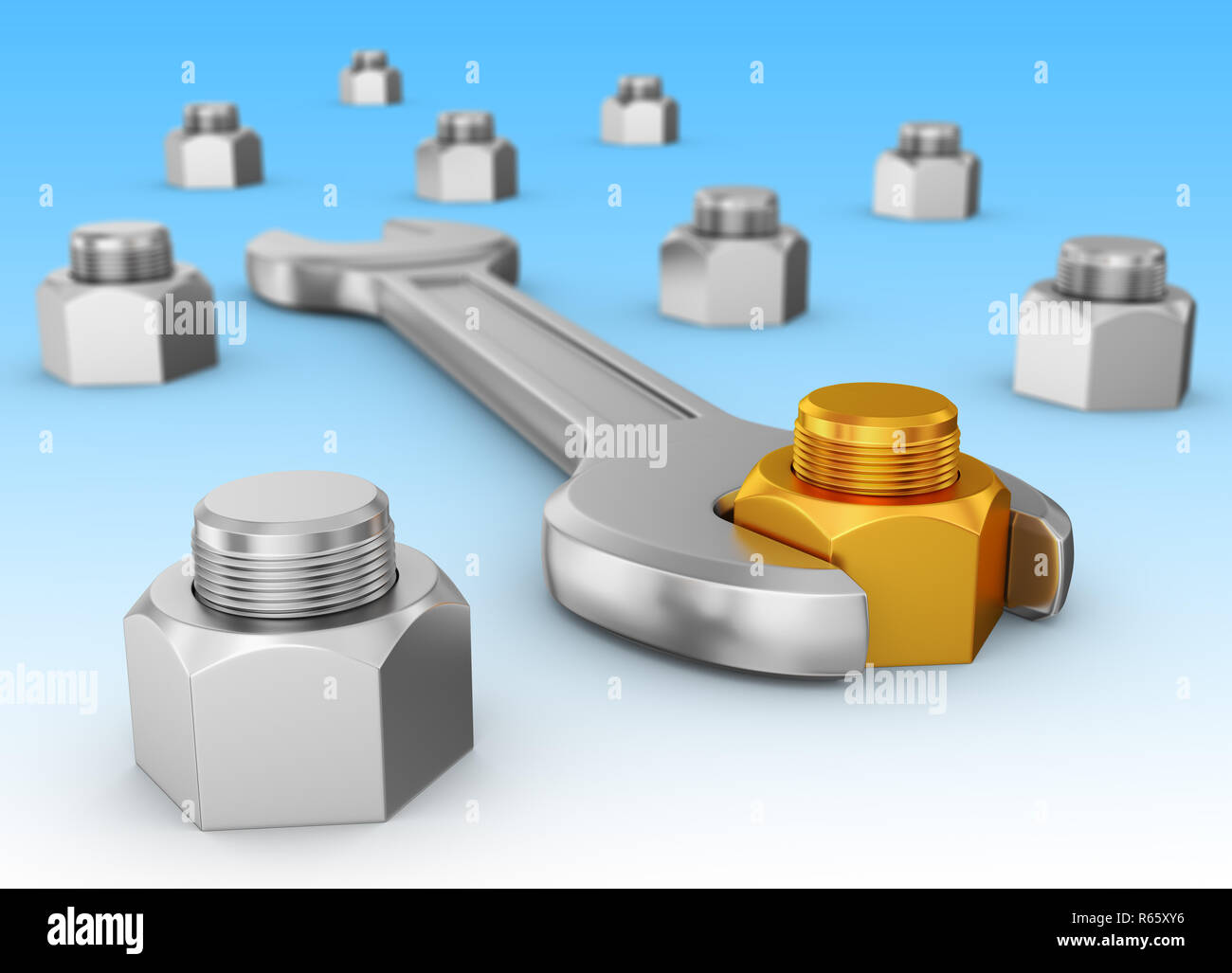 Wrench and nut Stock Photo - Alamy