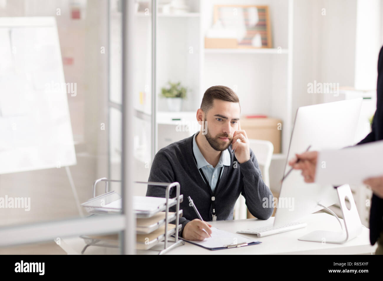 Manager Speaking by Phone Stock Photo - Alamy