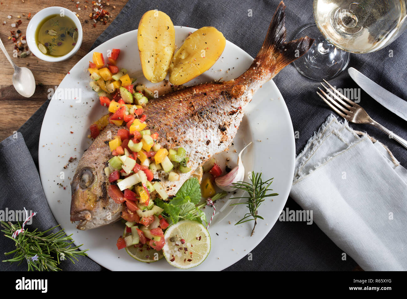 festively prepared fish Stock Photo - Alamy