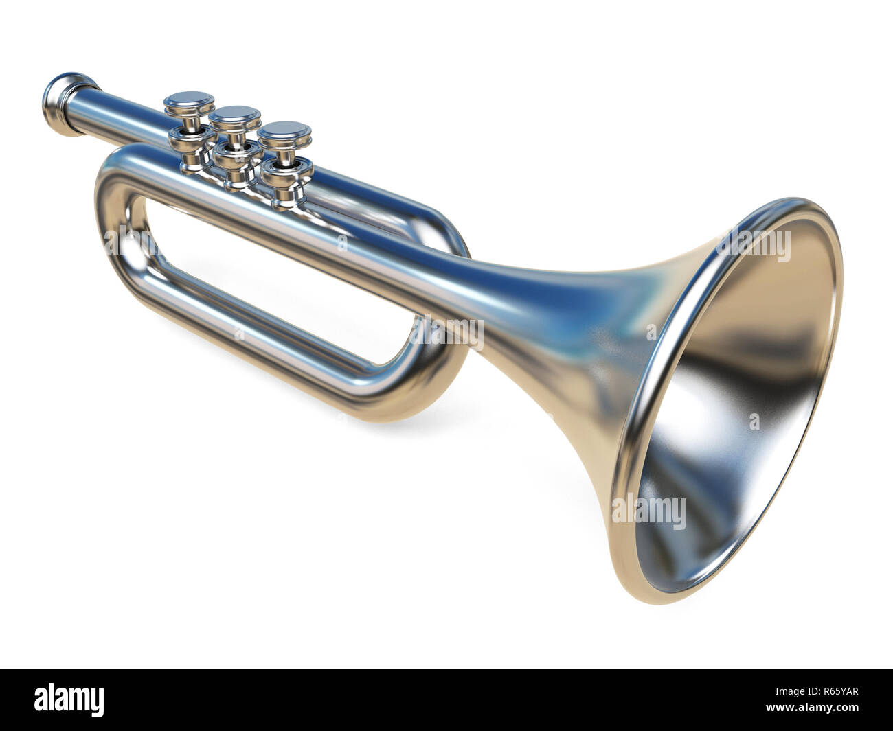 Simple silver trumpet 3D Stock Photo - Alamy