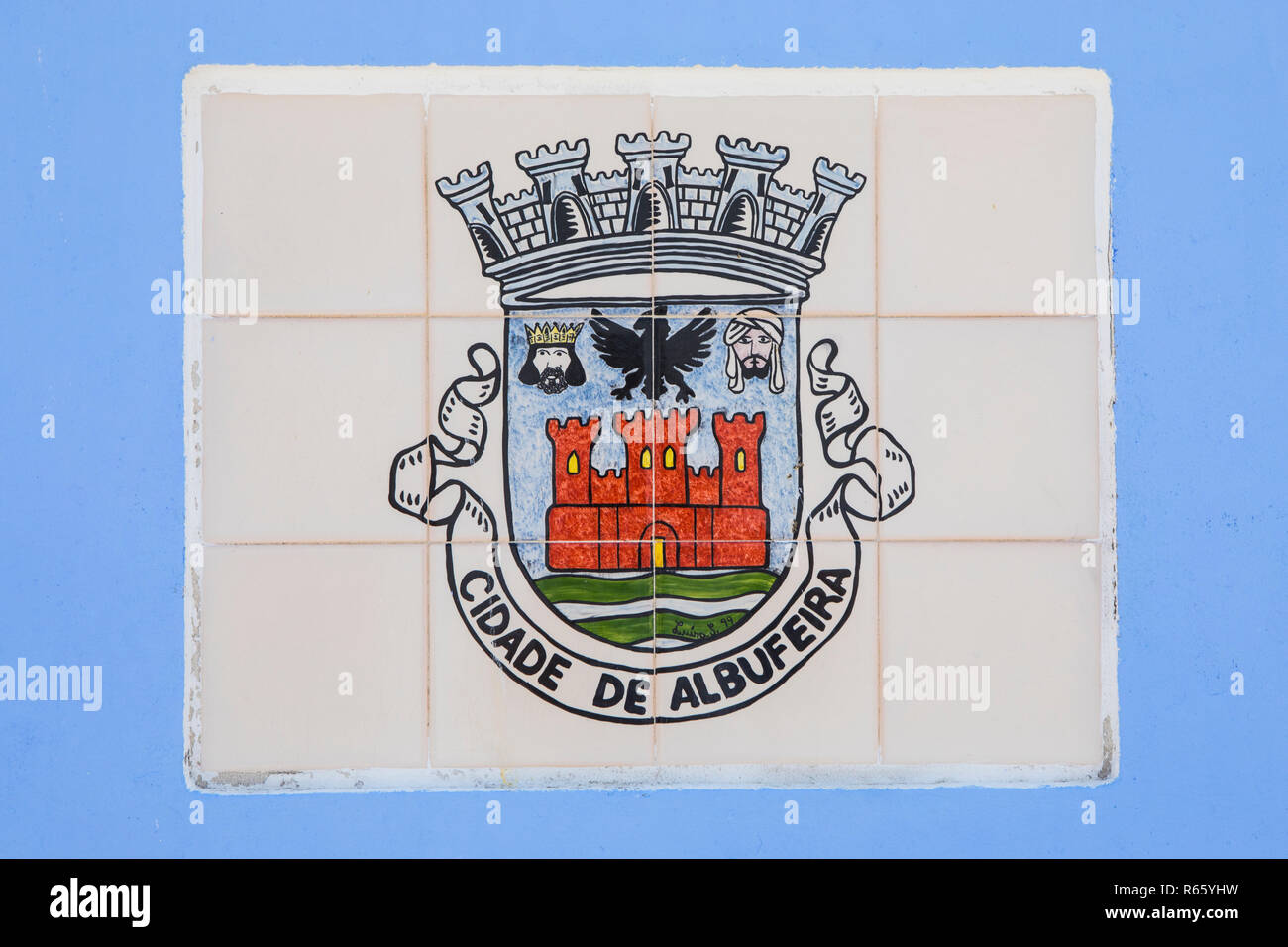 Close-up of the coat of arms of the city of Albufeira in Portugal Stock ...