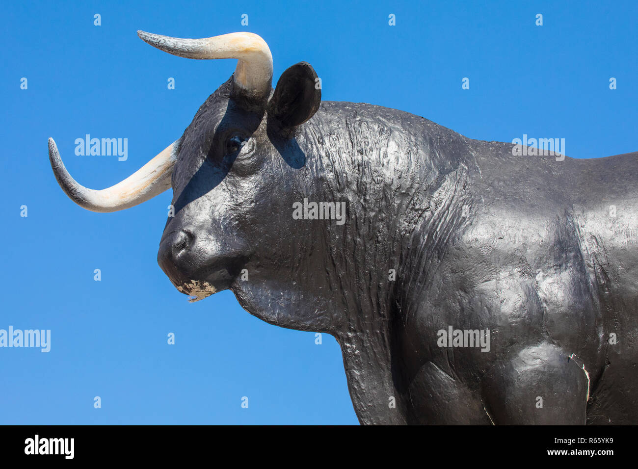 ALBUFEIRA, PORTUGAL - JULY 13TH 2018: A sculpture of a Bull in the ...