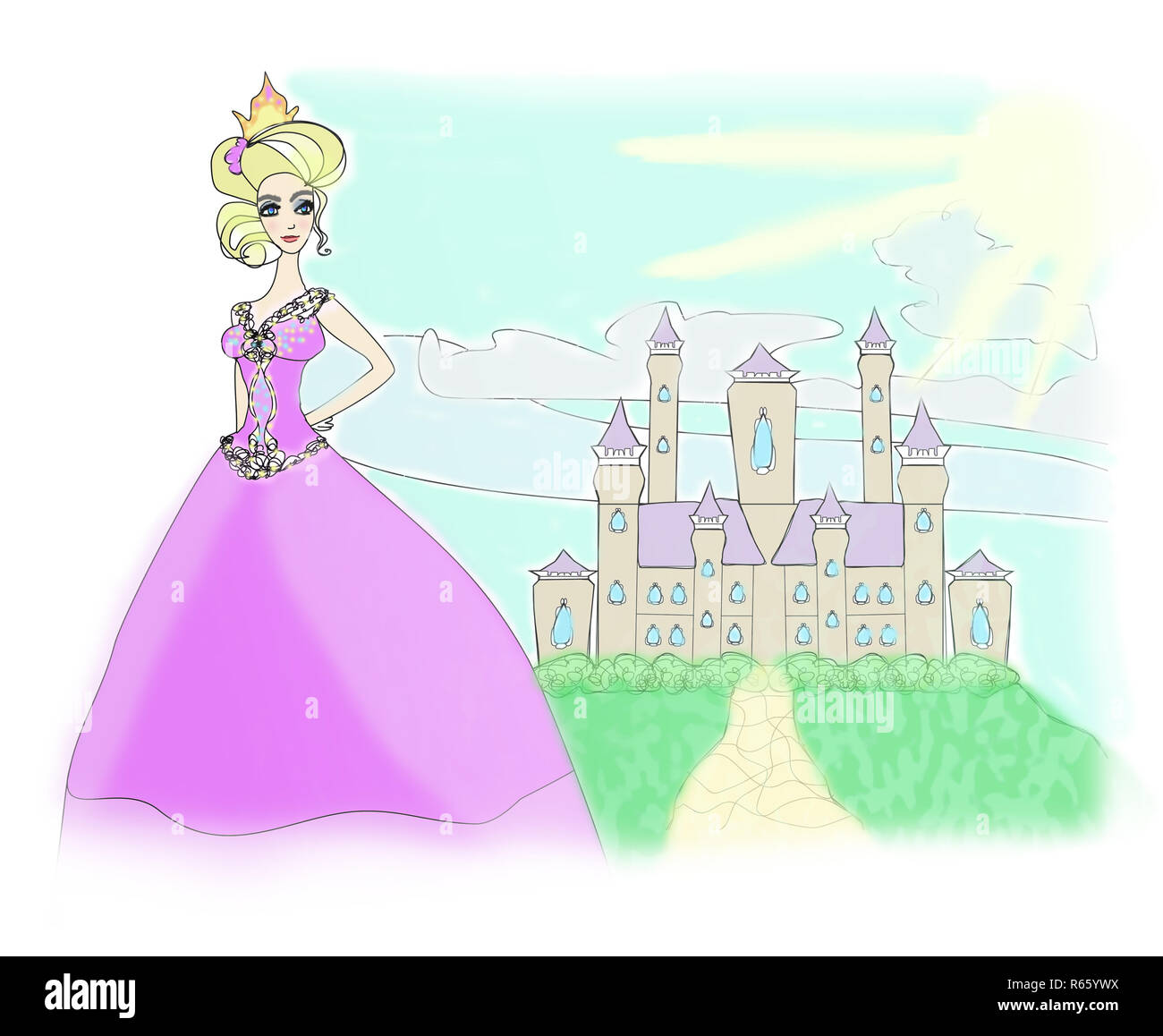 beautiful princess in front of her castle Stock Photo - Alamy