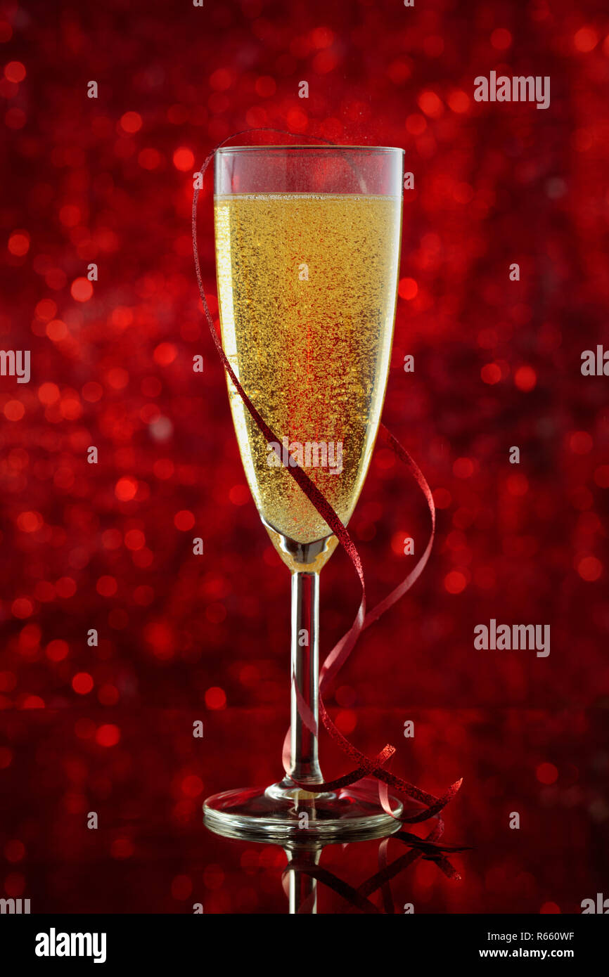 Champagne and Christmas lights Stock Photo - Alamy