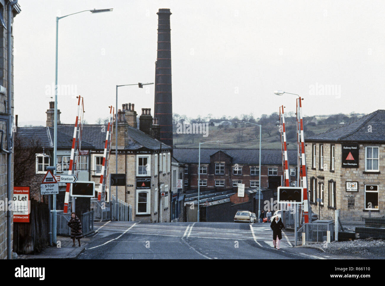 Brierfield station level crossing on the British Rail Preston to Colne ...