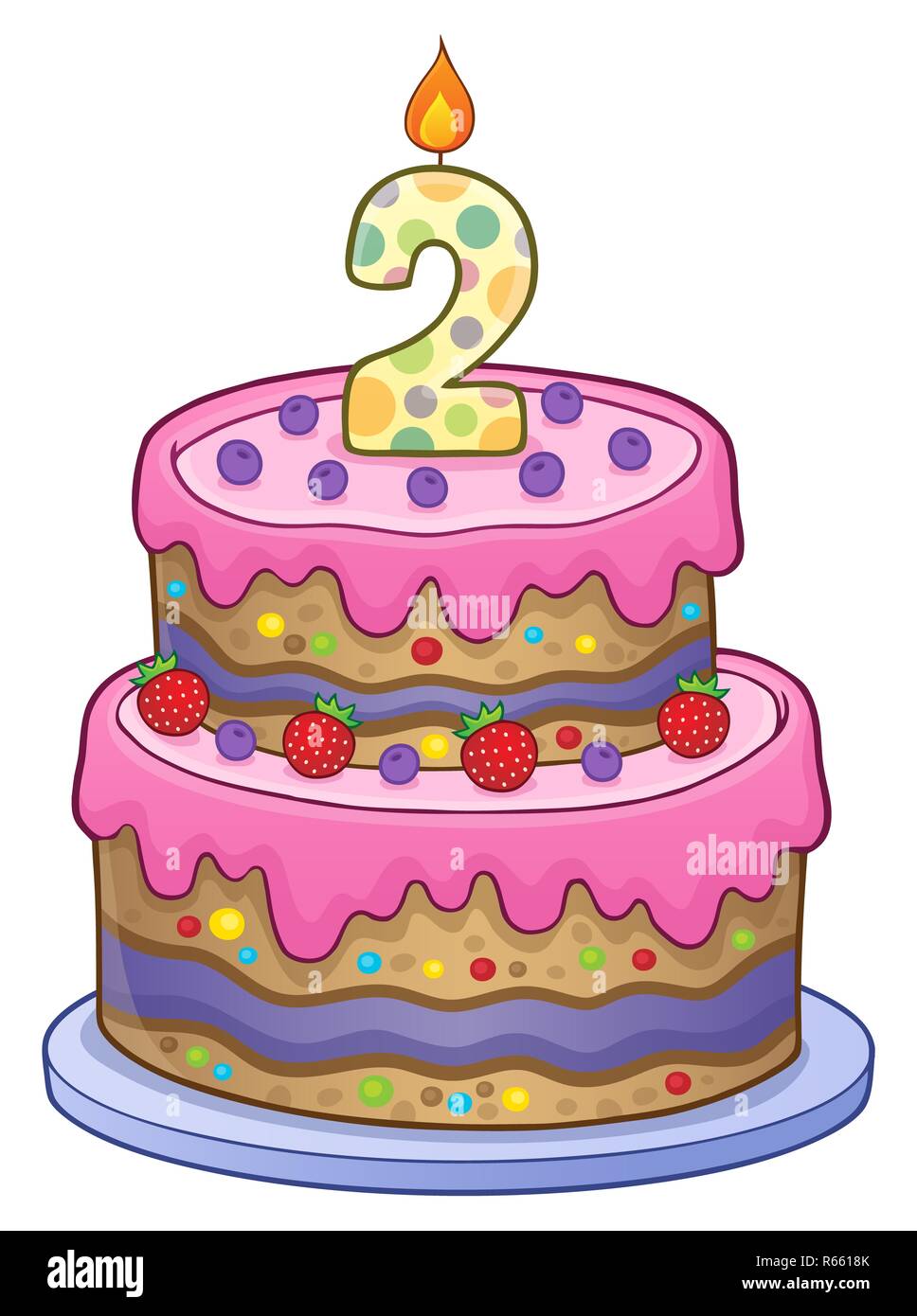 Birthday cake image for 2 years old Stock Photo - Alamy