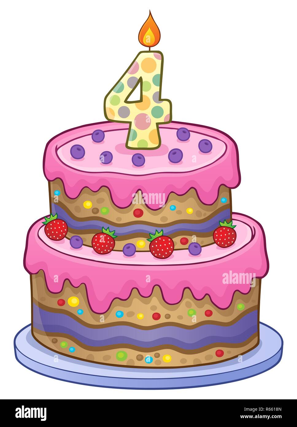 Birthday cake image for 4 years old Stock Photo - Alamy