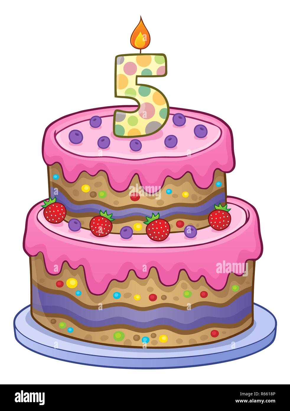 Birthday cake image for 5 years old Stock Photo - Alamy