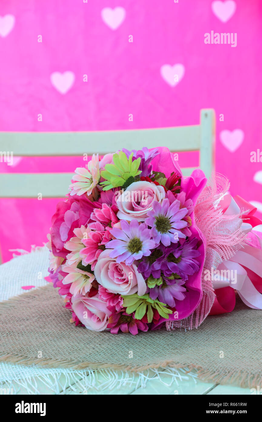 Colorful mixed bouquet artificial flowers Stock Photo - Alamy