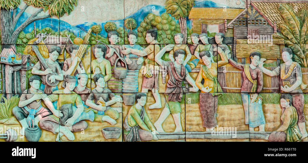 BANGKOK ,THAILAND - MARCH 17, 2016 : Thai stucco art of traditional ...