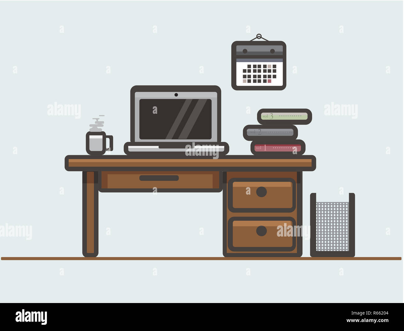 Desk with computer Stock Photo - Alamy