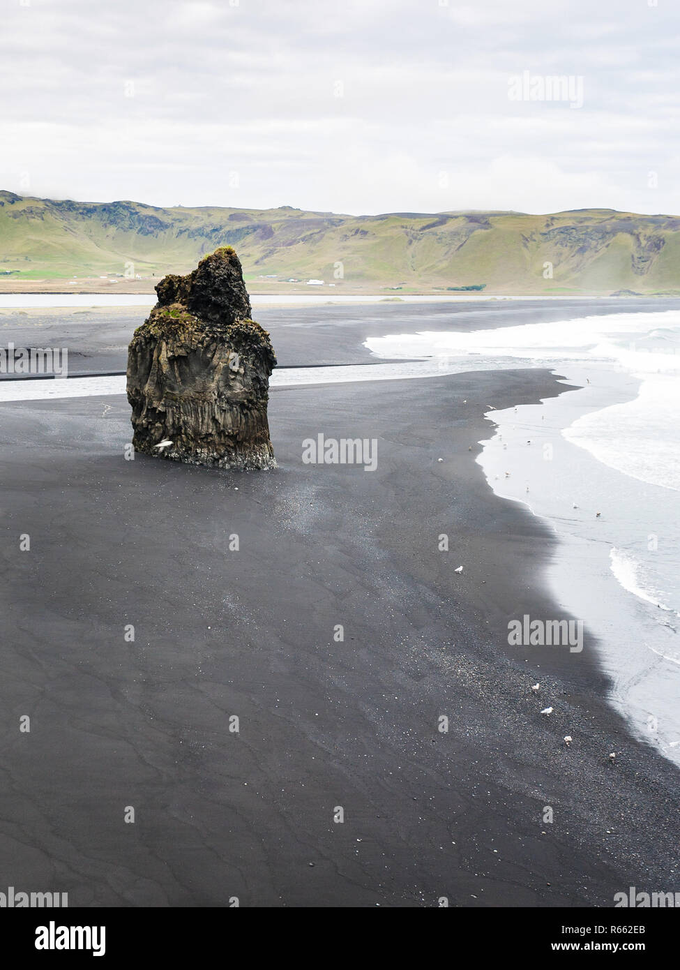 above view of volcanic stack on Kirkjufjara beach Stock Photo - Alamy