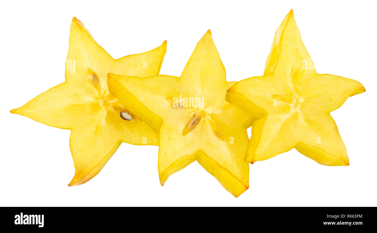 ripe star fruit carambola or star apple ( starfruit ) sliced isolated ...