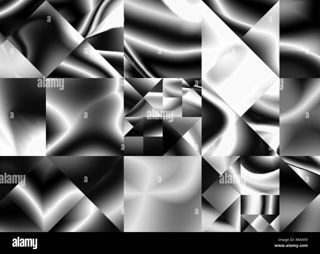 Abstract black and white gradient distorted, geometric advertising ...