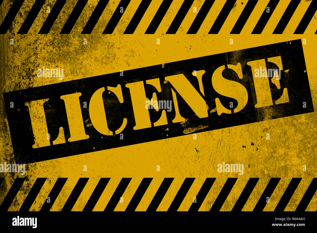 License sign yellow with stripes Stock Photo - Alamy