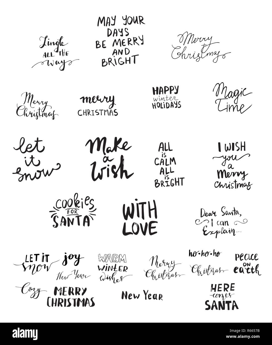 Set of Christmas lettering handwritten Stock Vector Image & Art - Alamy