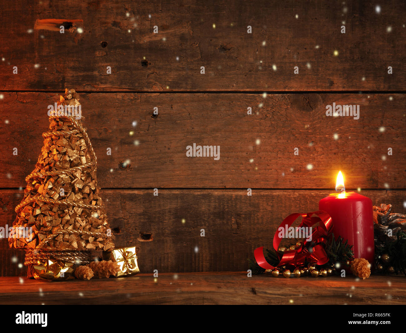 romantic christmas background with candle light Stock Photo - Alamy
