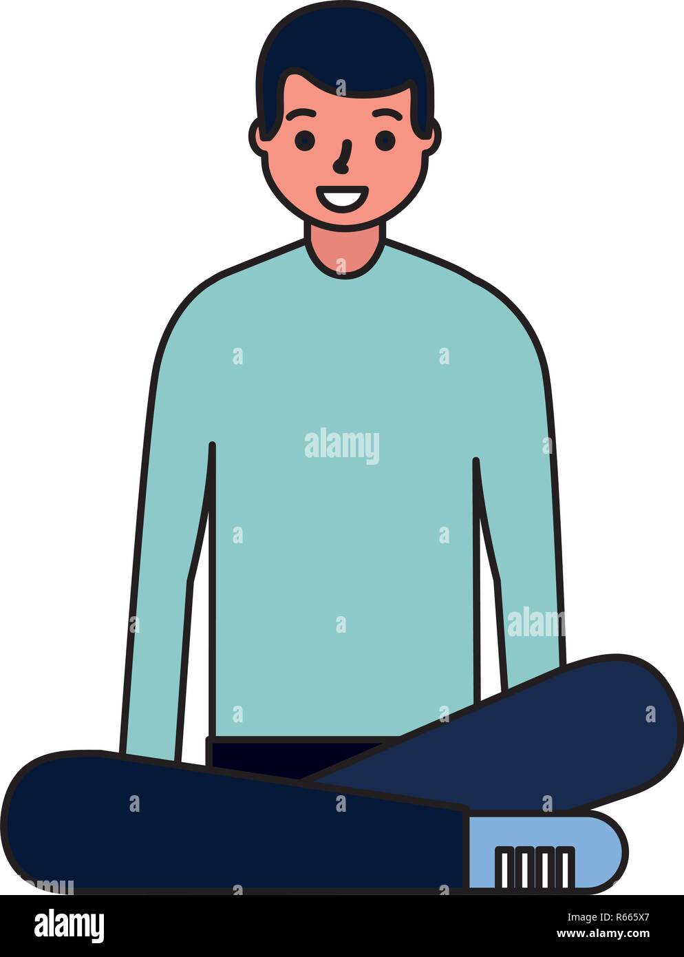 Business man sitting legs crossed Stock Vector Images - Alamy