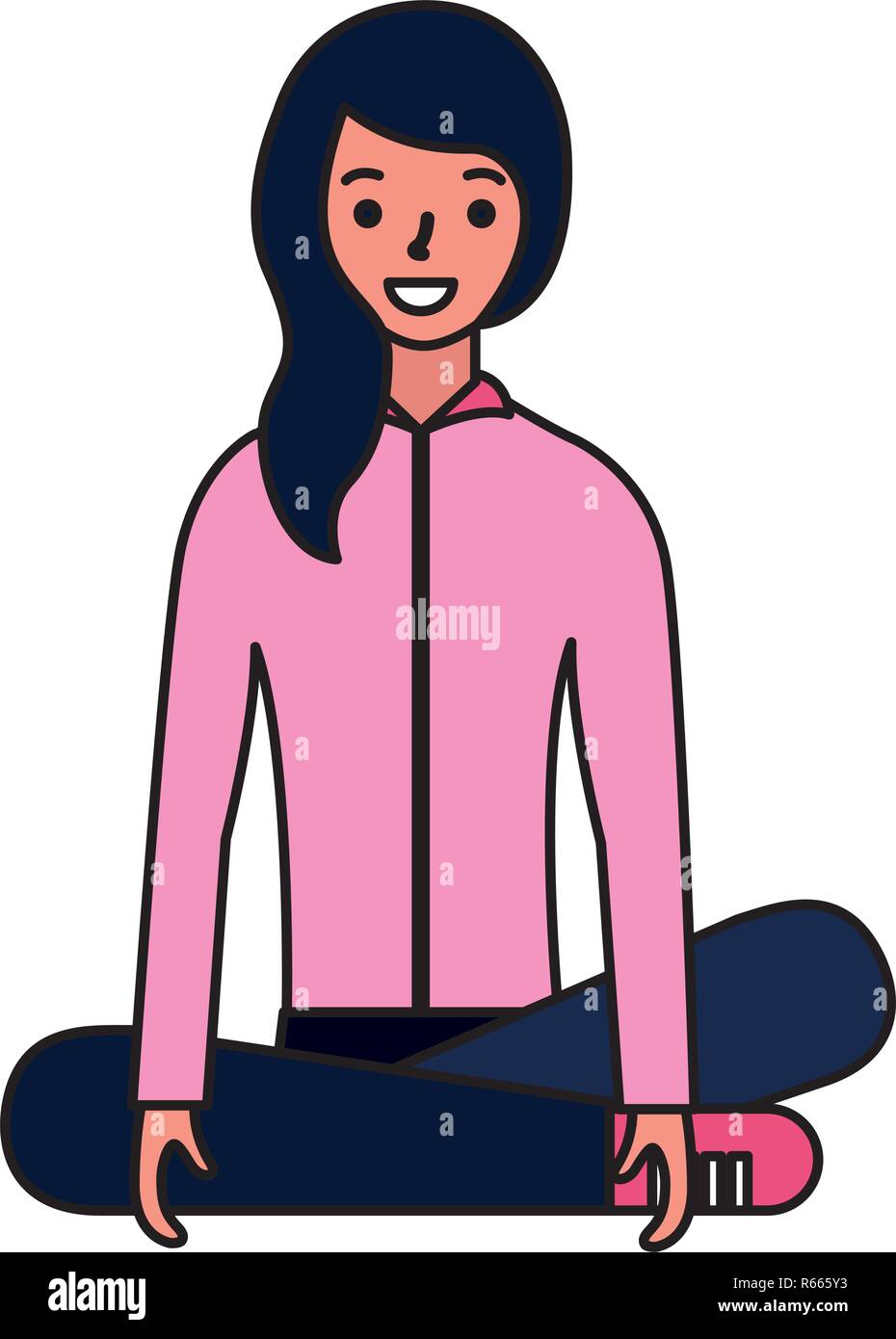 woman sitting with crossed legs vector illustration Stock Vector Image ...