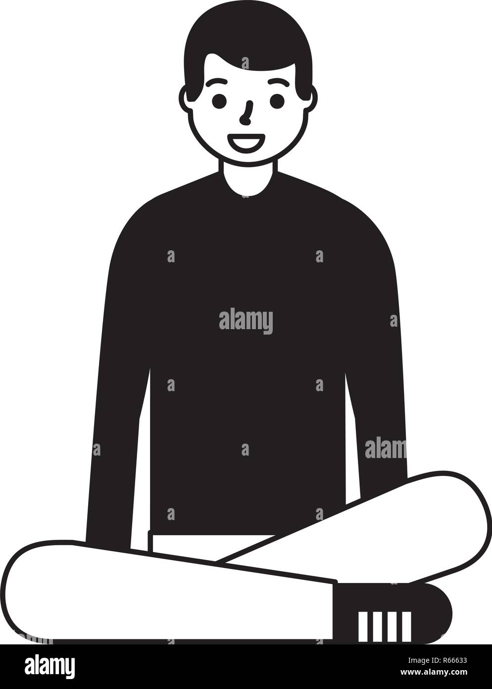 man sitting with crossed legs vector illustration Stock Vector Image ...